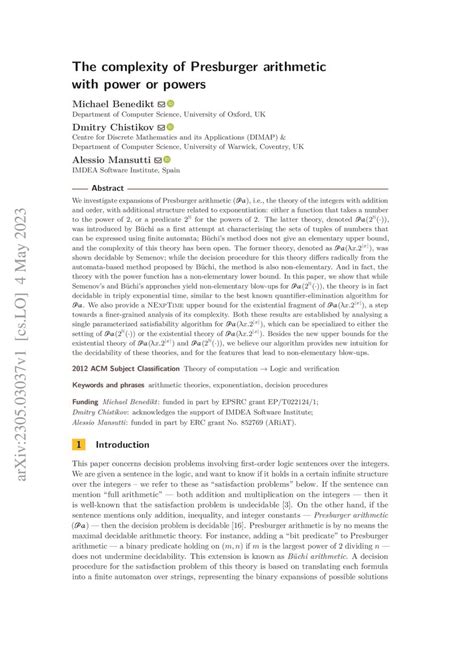 the complexity of presburger arithmetic with power or powers deepai