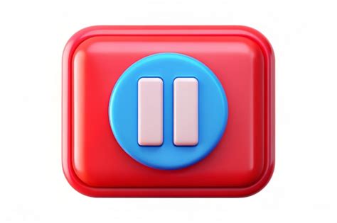 Premium Photo 3d Social Media Pause Video In Background Red Round