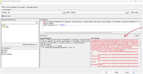 exception using sql code to access tdv tibco knime analytics platform