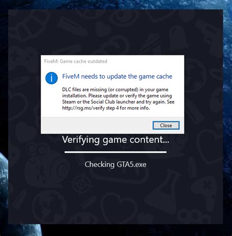Startup Issue Need To Update Game Cache FiveM Client Support Cfx