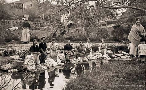Lavanderas En El Río Melandro Fotografía Antigua España Río
