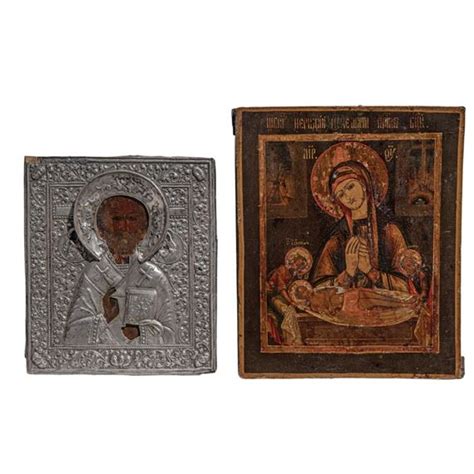Russian School 19th Century Two Russian Icons Depicting The
