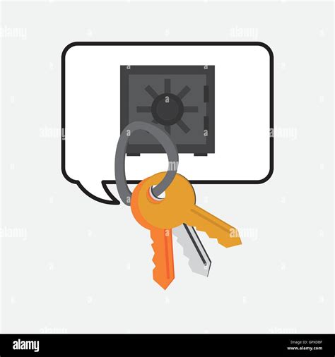 Keys And Safe Deposit Box System Security Design Stock Vector Image