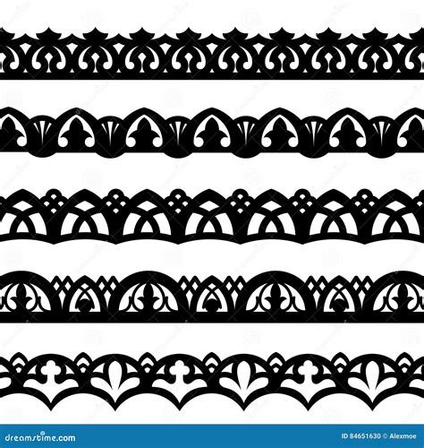 Vector Monochrome Border Pattern Brushes Stock Vector Illustration Of