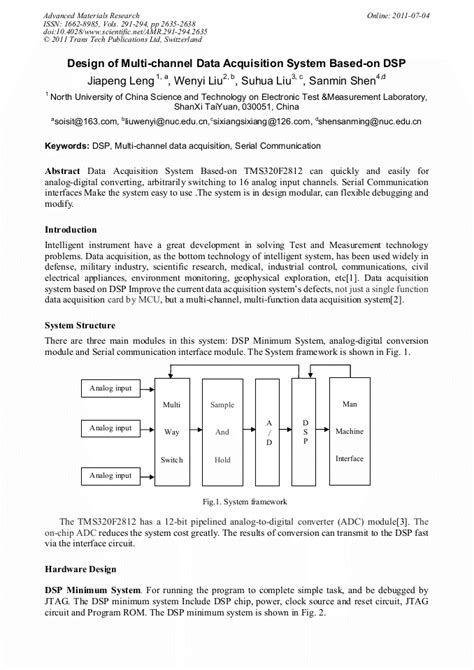 Design Of Multi Channel Data Acquisition System Based On DSP Scientific Net