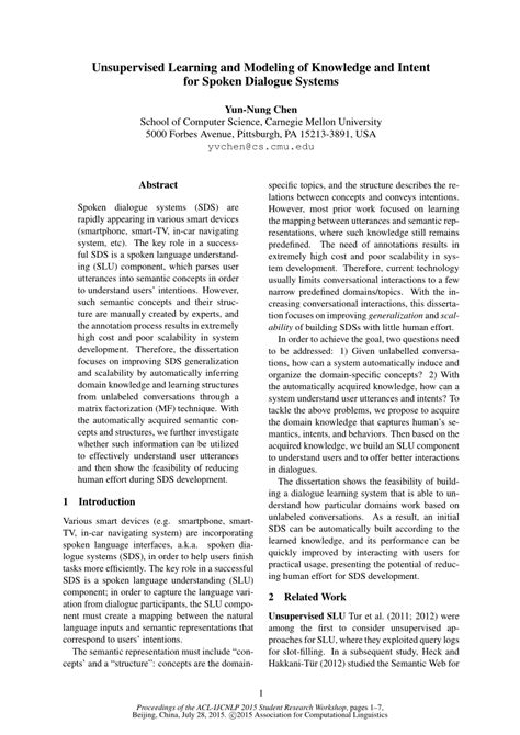 Pdf Unsupervised Learning And Modeling Of Knowledge And Intent For