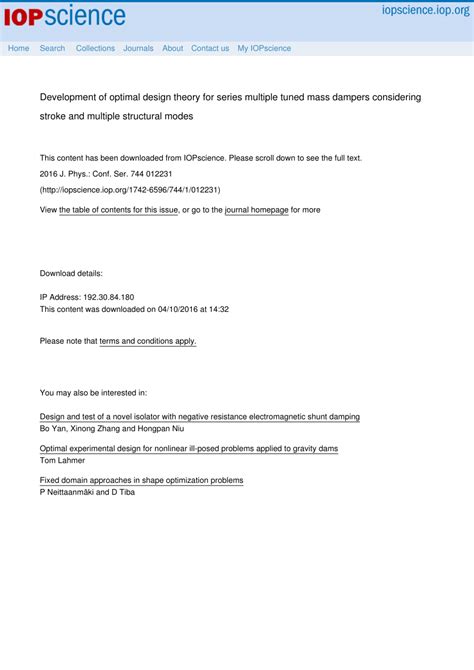 Pdf Development Of Optimal Design Theory For Series Multiple Tuned