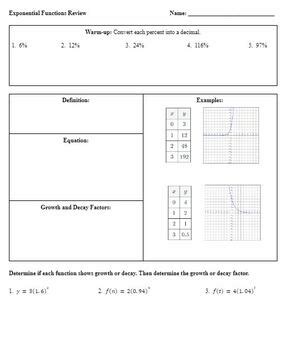 Exponential Functions Review By Sara Tupa TPT
