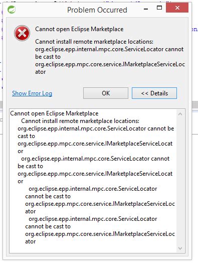 eclipse spring tool suite error al abrir marketplace Stack Overflow en español