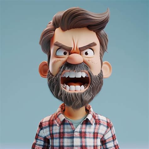 Isolated 3d Cartoon Father Gritting Teeth Premium Ai Generated Image