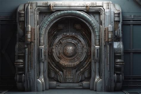 Sci Fi Door With Keypad Created By Generative Ai Stock Illustration Illustration Of Wall