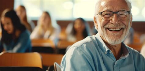 Premium Photo An Older Man Is In Front Of A Class
