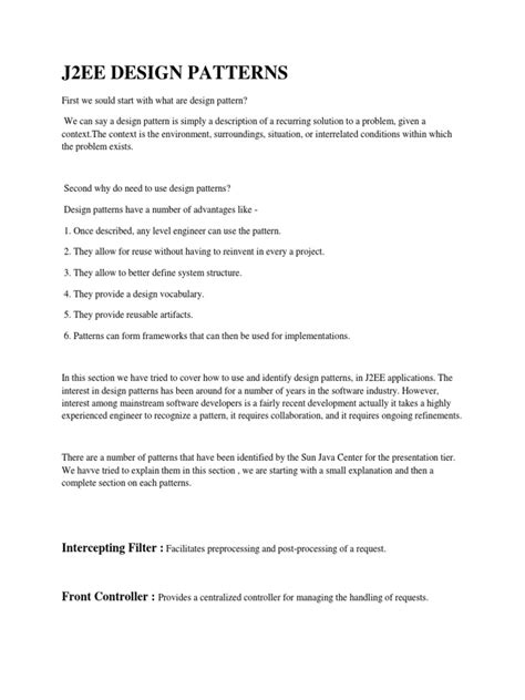 J2ee Design Patterns Intercepting Filter Pdf Enterprise Java Beans