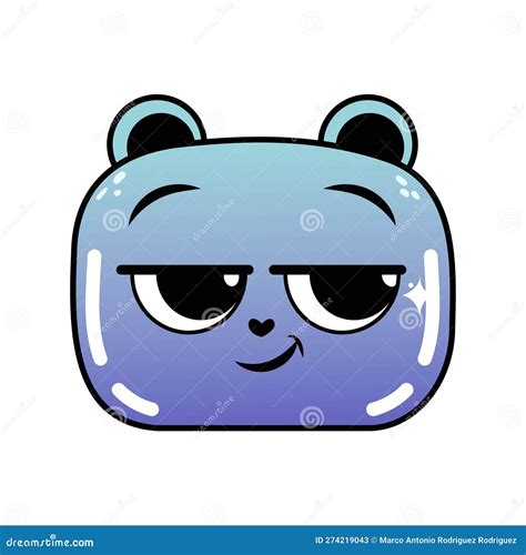 Vector Cartoon Cute Smirking Face Emoji Isolated Illustration Stock