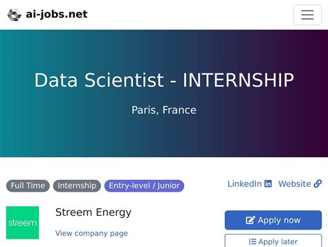 [hiring] data scientist internship in paris france r ai ml jobs