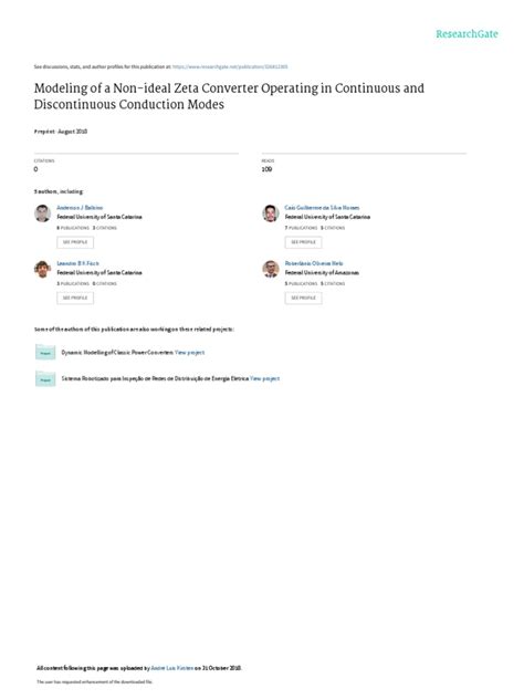 Modeling Of A Non Ideal Zeta Converter Operating In Ccm And Dcm Pdf Electrical Network