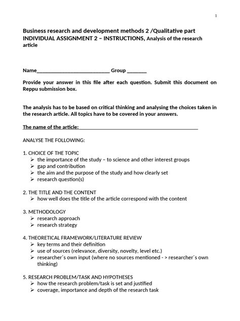Final Individual Assignment 2 Instructions Pdf Methodology