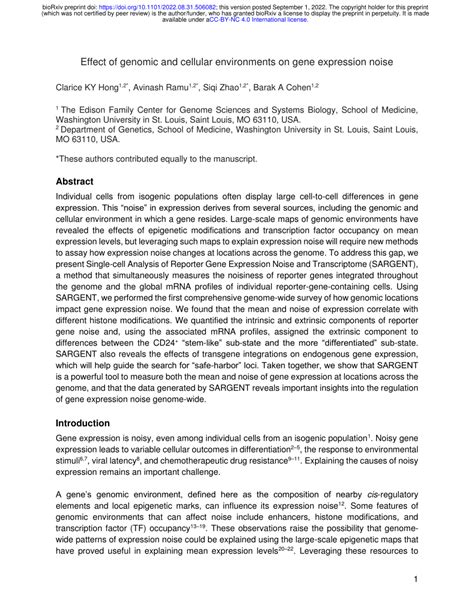 Pdf Effect Of Genomic And Cellular Environments On Gene Expression Noise