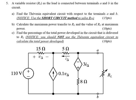 solved 5 a variable resistor rl as the load is connected