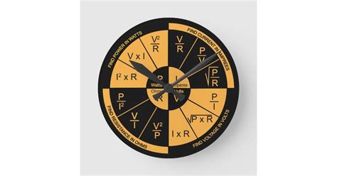 Ohms Law Round Clock Black And Orange Dial Zazzle