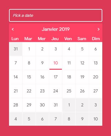 Clean Animated Date Picker For Vue Js Vue Script