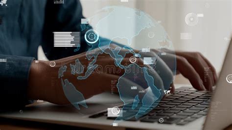 Businessman Uses Capable Laptop Computer To Analyze Business Data