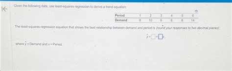 Solved Given The Following Data Use Least Squares