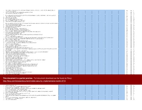 mobile security implementation toolkit template excel xls