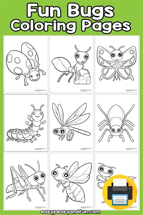 Fun Bugs Coloring Pages Bug Coloring Pages Insect Coloring Pages