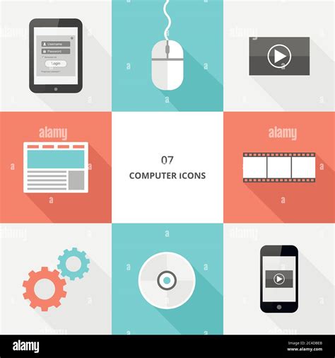 Set 07 Flat Design Computer Icons Vector Illustration Stock Vector