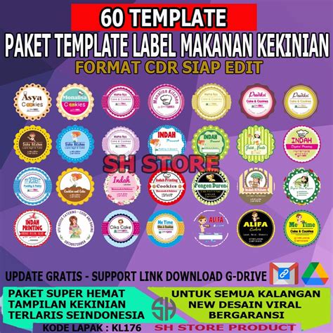 Jual Paket Template Label Makanan Logo Minuman Tinggal Edit Usaha Kekinian Cdr Usaha Percetakan
