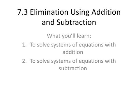 PPT Elimination Using Addition And Subtraction PowerPoint Presentation ID
