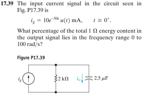 solved the input current signal in the circuit seen in fig