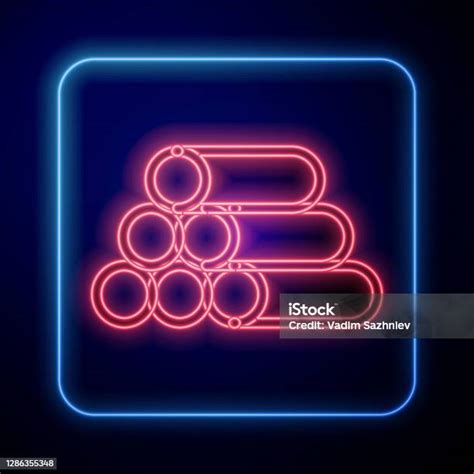 파란색 배경에 격리 된 빛나는 네온 나무 로그 아이콘 장작 더미 벡터 0명에 대한 스톡 벡터 아트 및 기타 이미지 0명 거친 건설 산업 Istock