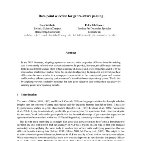 Data Point Selection For Genre Aware Parsing Acl Anthology