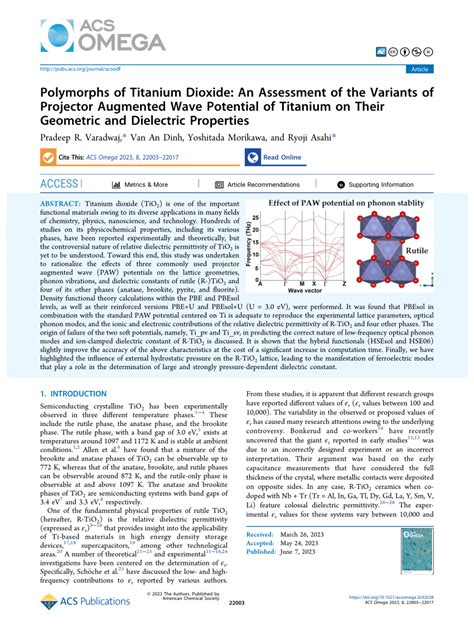 Pdf Polymorphs Of Titanium Dioxide An Assessment Of The Variants Of