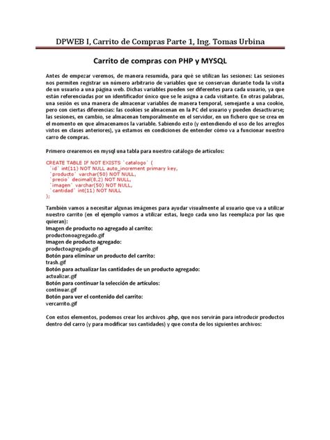 Carrito De Compras Con Php Y Mysql Parte 1 Pdf Cookie