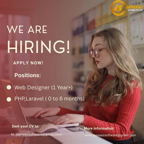 Hiringnow Jobopening Webdesignerjobs Laraveldeveloper Itjobsindia Japnaaz Software Pvt Ltd