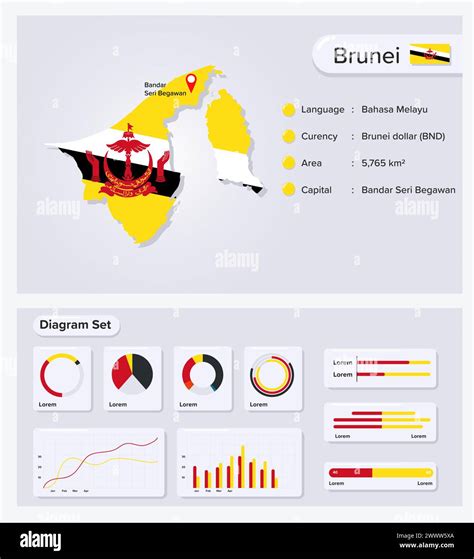 Brunei Infographic Vector Illustration Brunei Statistical Data Element