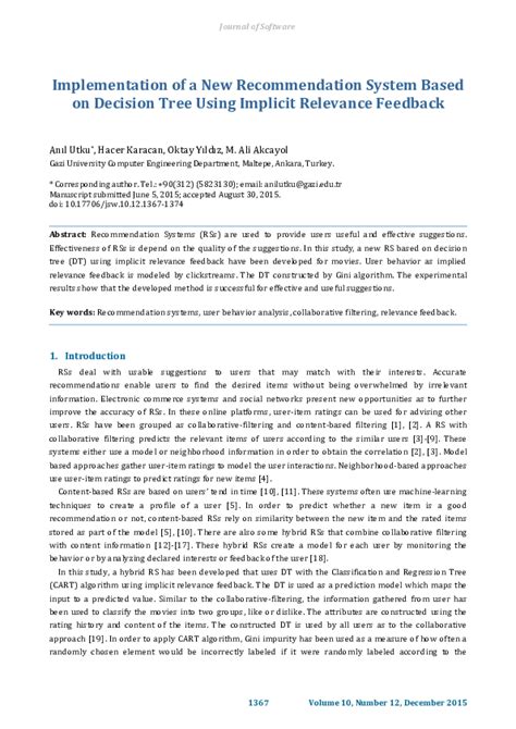 Pdf Implementation Of A New Recommendation System Based On Decision