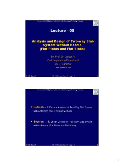 L 05 Analysis And Design Of Two Way Slab System Without Beams Color Pdf Beam Structure