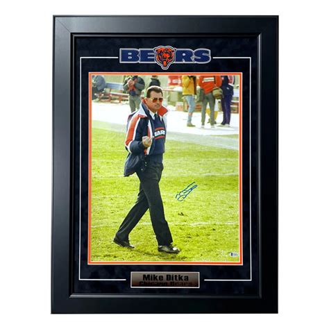 Mike Ditka Autographed Middle Finger 16x20 Photo Framed Bas Signed