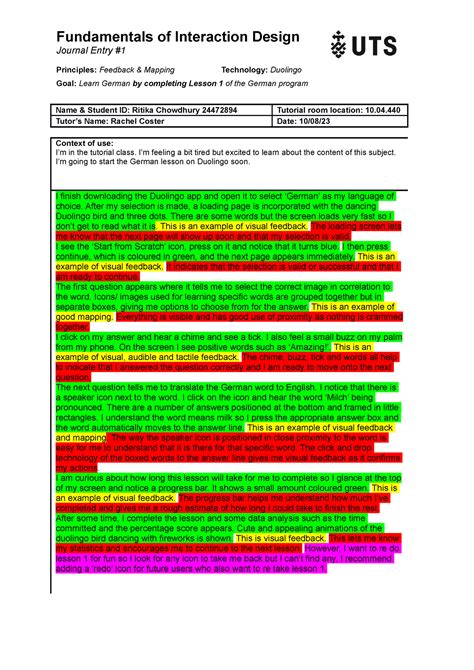 Journal Entry 1 General Template1 1 Fundamentals Of Interaction