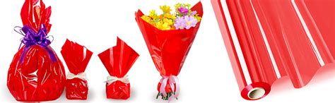 100 Ftx34 In Extra Wide Red Cellophane Wrap Translucent