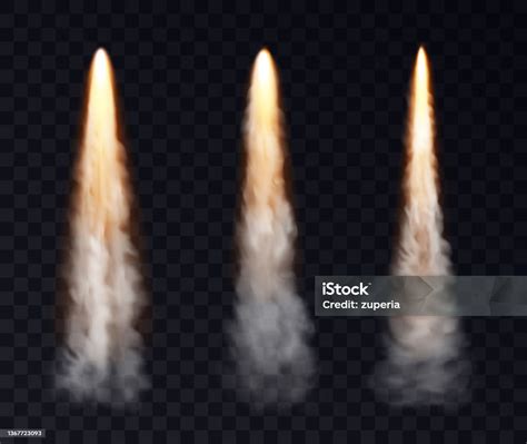 현실적인 우주 로켓 발사 트레일 세트 미사일 또는 총알 흔적 제트 항공기 트랙 연기 구름 로켓 부스터에 대한 스톡 벡터 아트 및 기타 이미지 Istock