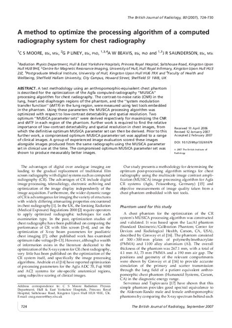 pdf a method to optimize the processing algorithm of a computed radiography system for chest