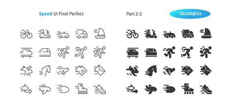 속도 Ui 픽셀 완벽 한 잘 만들어진 벡터 얇은 선 및 고체 아이콘 30 2 그리드 웹 그래픽 및 애플 리 케이 션에 대 한 X 최소한의 간단한 그림 22 부 우편에 대한