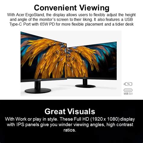 Acer Cb1 Vero Cb241y Vero Cb271 Commercial Usb C Green Monitor Lazada