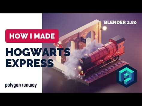 free video hogwarts express in blender low poly 3d modeling