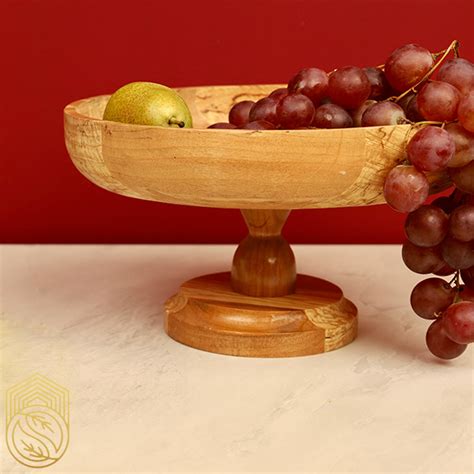 خرید میوه خوری چوبی پایه دار گرد چوب توسکا ساپن هوم